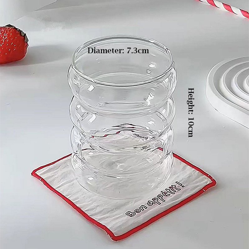 Caterpillar cup milk tea coffee cup cute spiral corrugated glass cup ...