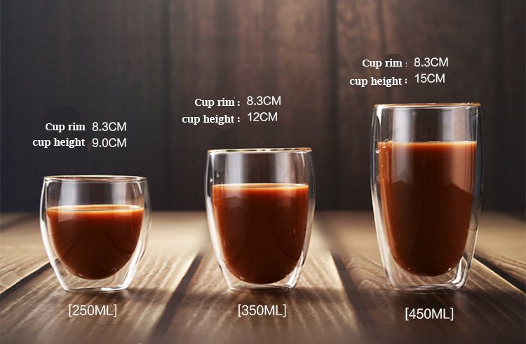 Juice coffee double wall glass cup